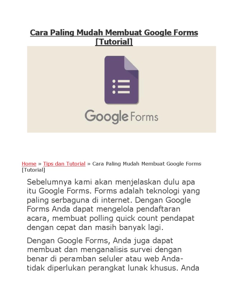 Cara Paling Mudah Membuat Google Forms (Tutorial) | PDF