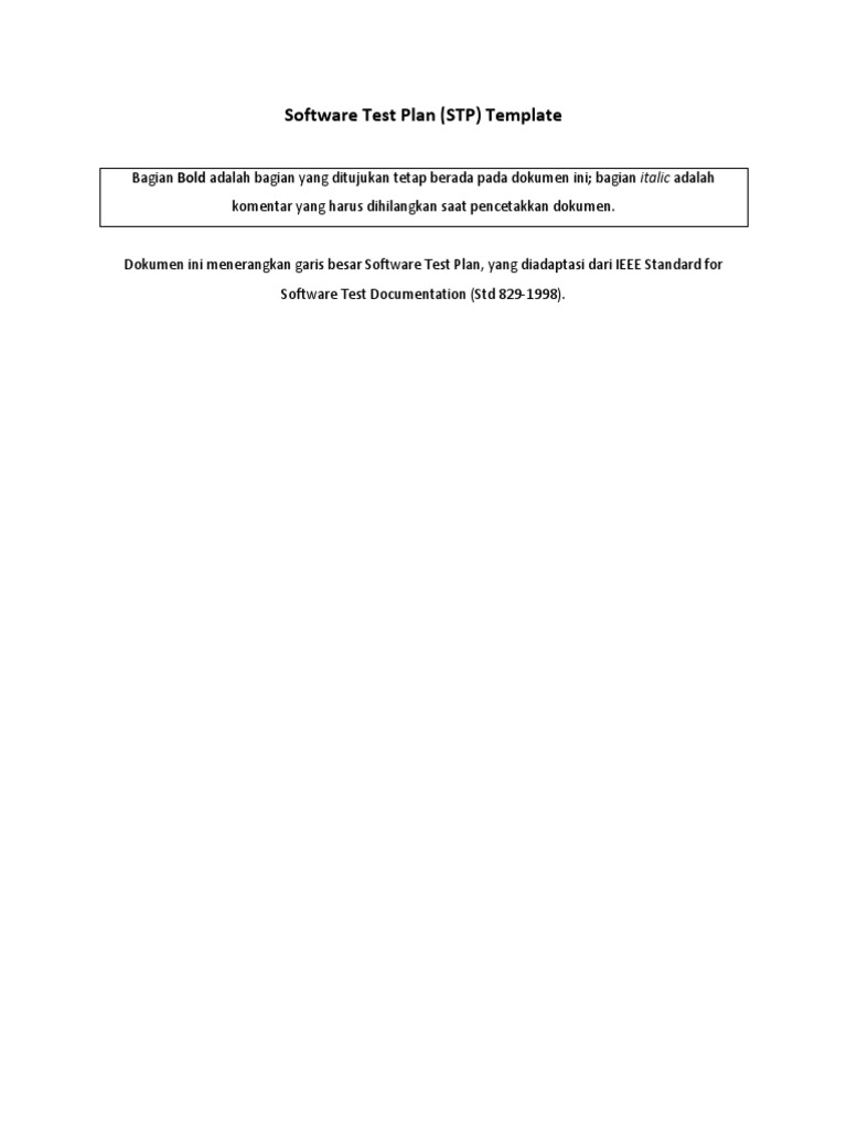 STP Template for Software Testing | PDF