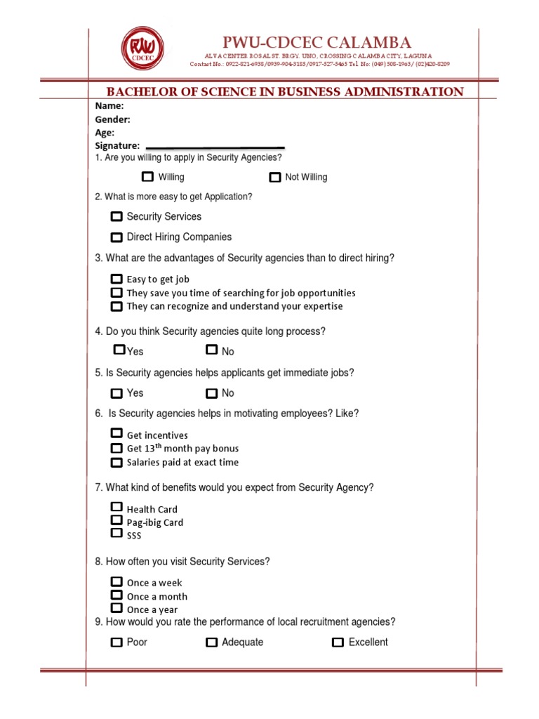 Respondents Questionnaire | PDF