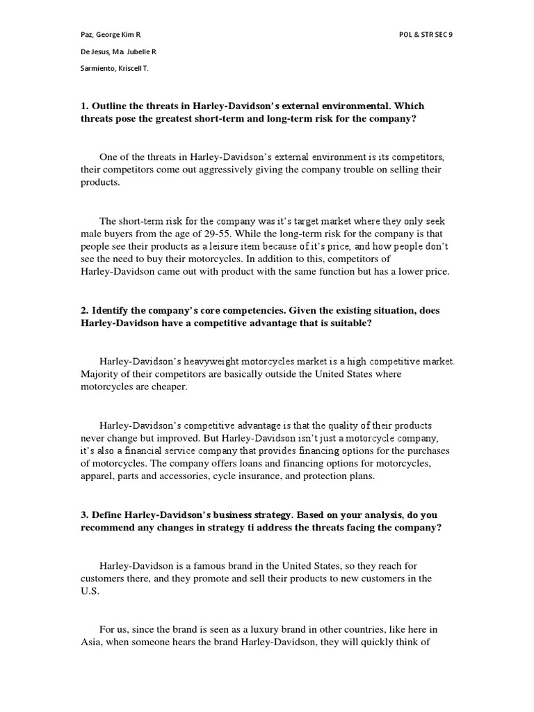 Harley-Davidson SWOT Analysis and Strategy | PDF | Harley Davidson ...