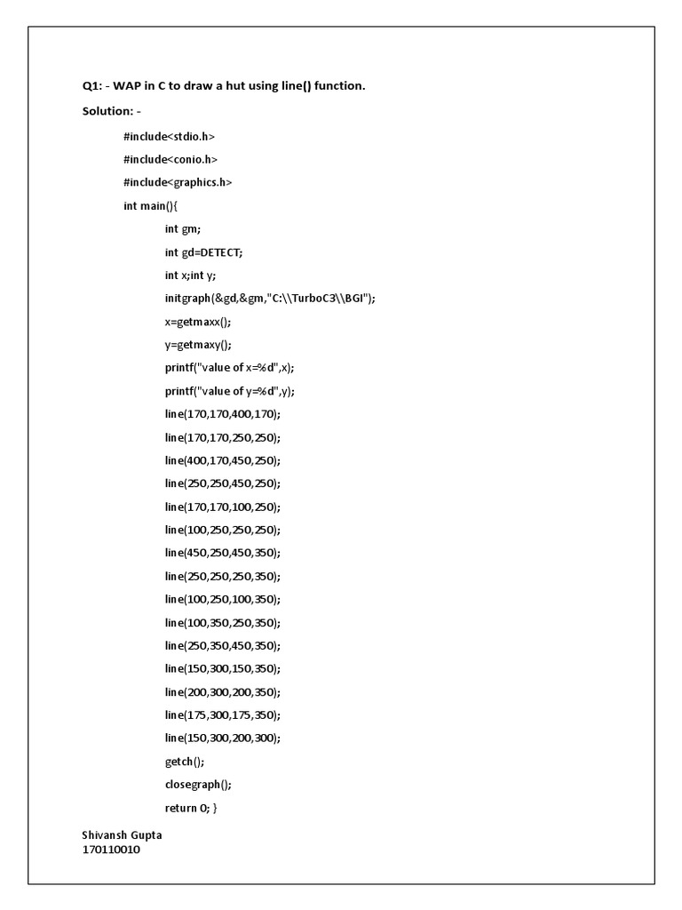 Computer Graphics Practical File | PDF | Space | Trigonometry
