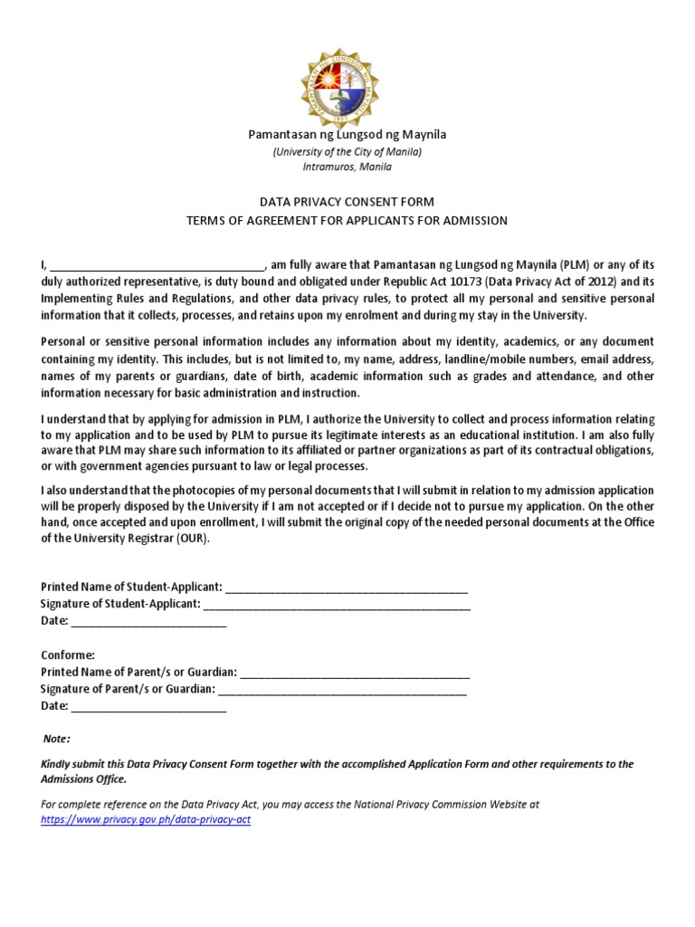 Data Privacy Consent Form | PDF | Information Privacy | Information ...