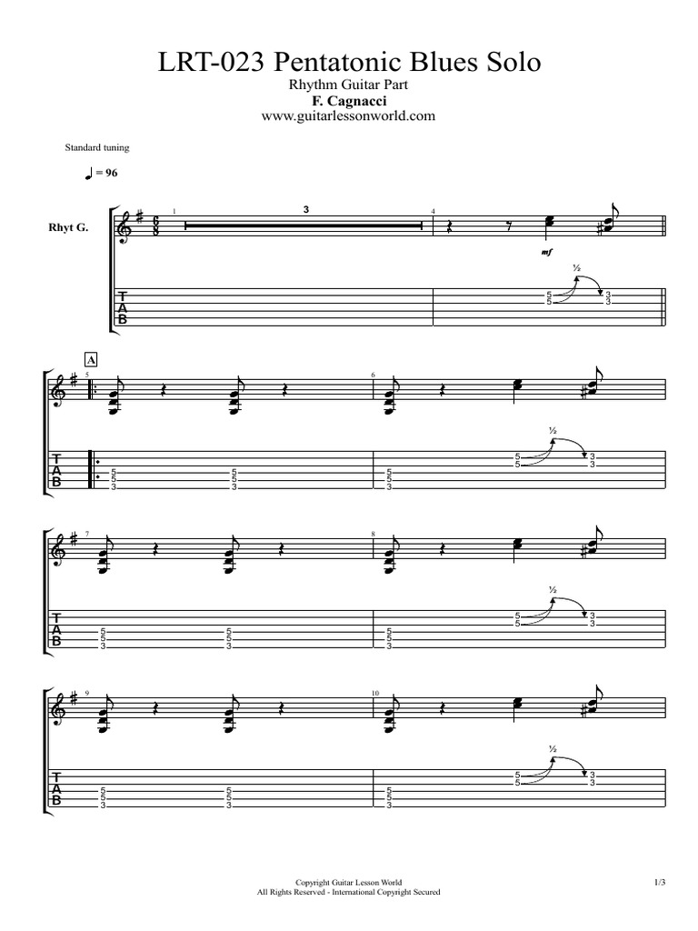 LRT 023 Pentatonic Blues Solo Rhythm Part | PDF | Irish Musical ...