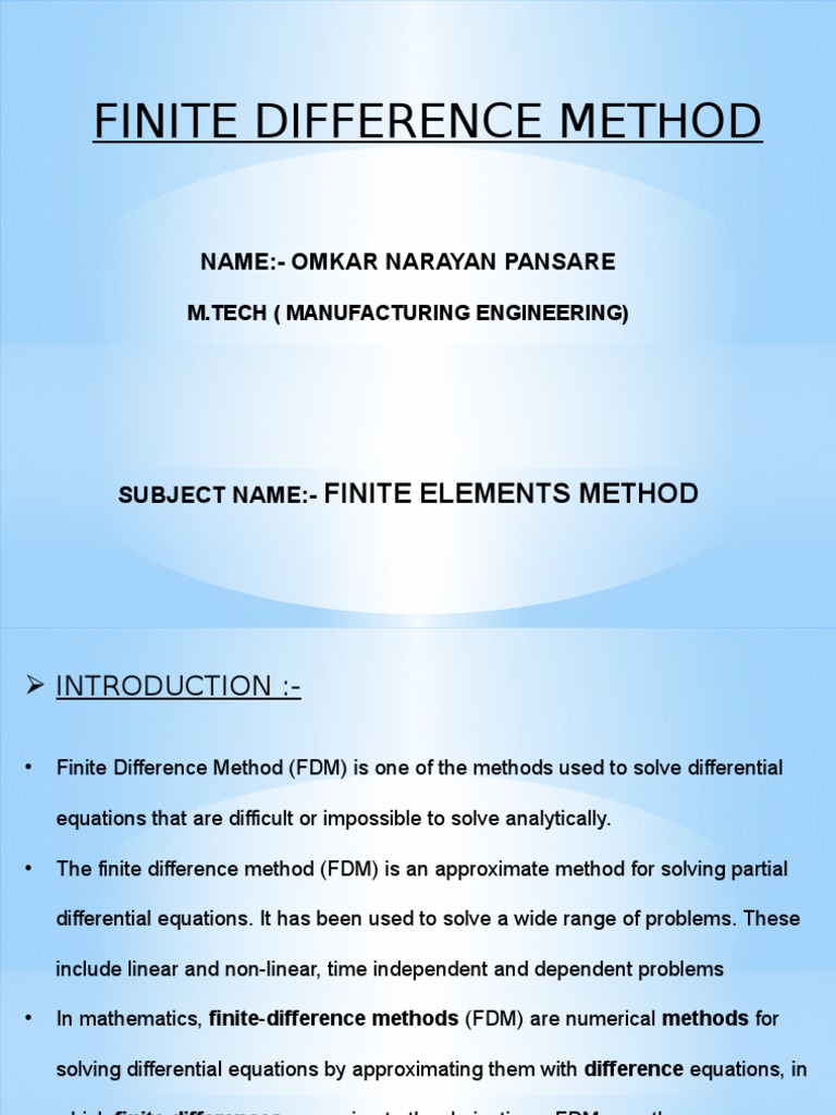 Finite Difference Method | PDF | Finite Difference | Finite Element Method