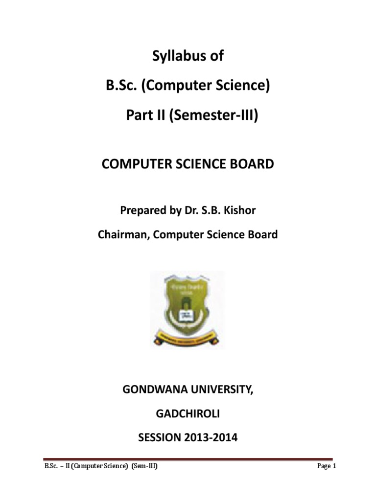 Syllabus of B.Sc. (Computer Science) Part II (Semester-I II) | PDF ...