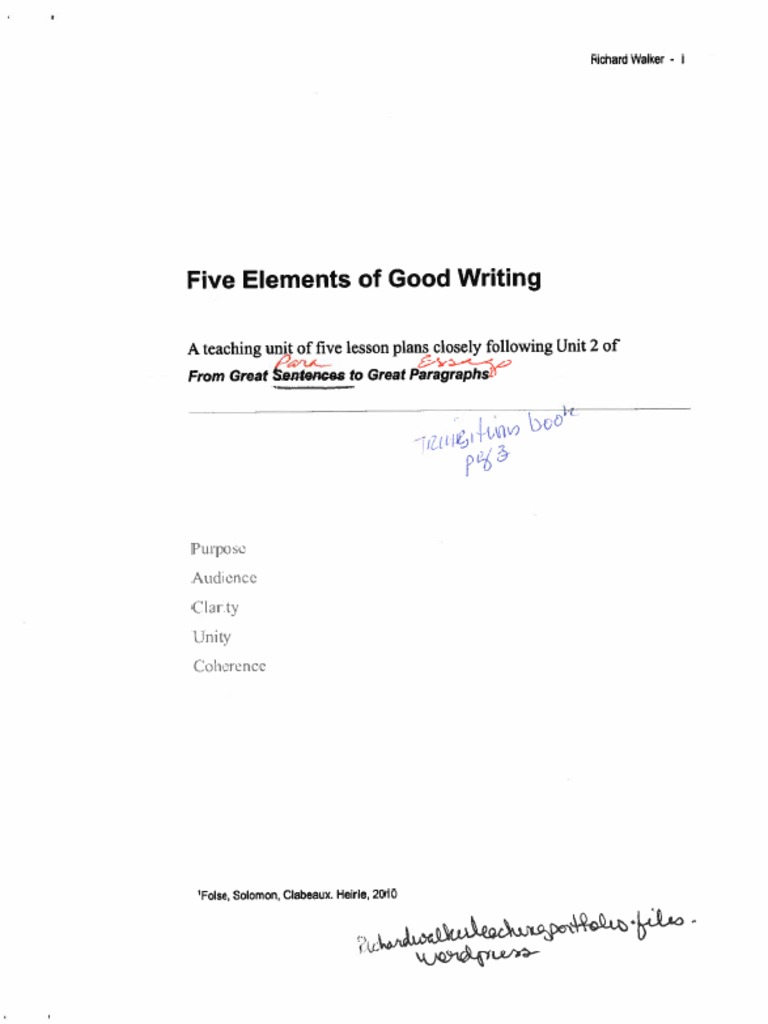 Five Elements of Great Writing | PDF
