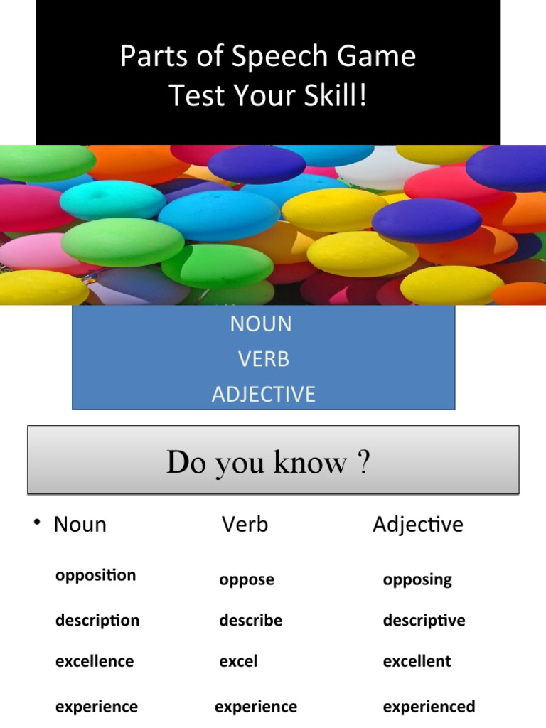 Parts of Speech Game Test Your Skill! | PDF | Career & Growth