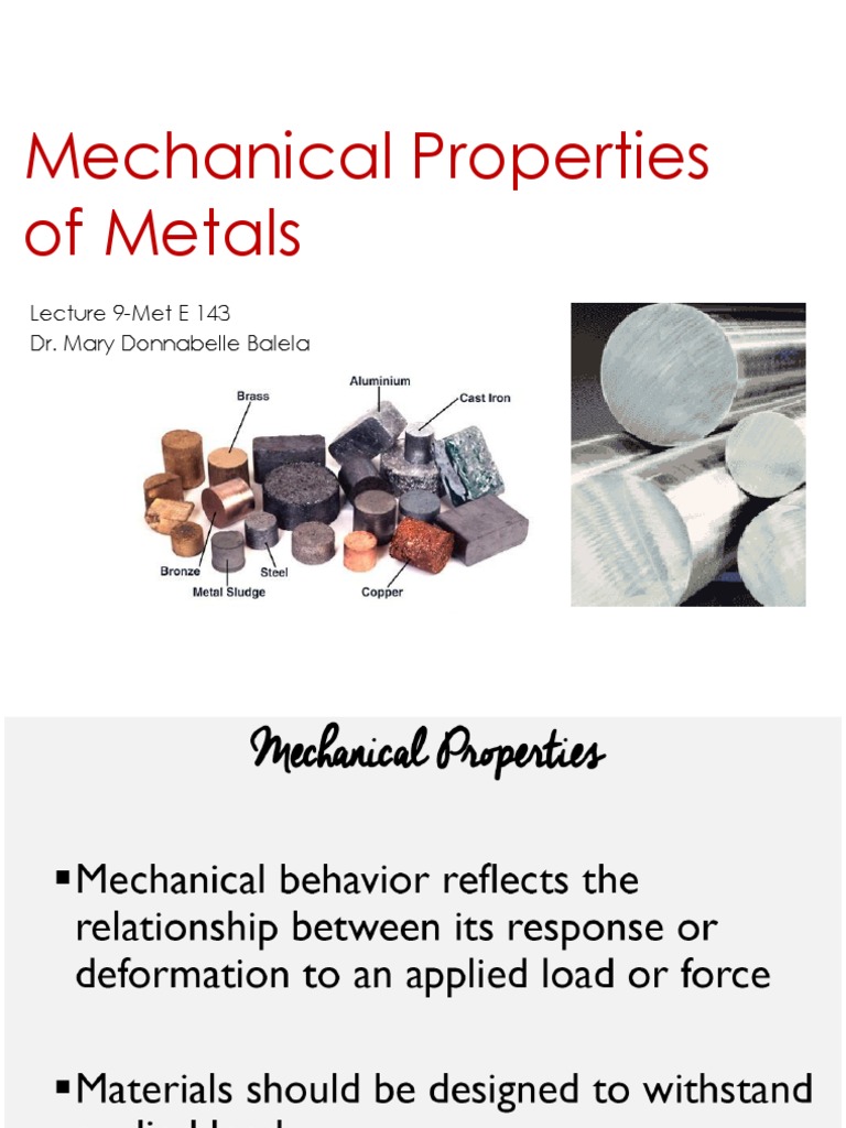 Mechanical Properties of Metals - Lecture 9, MetE 143 | PDF ...