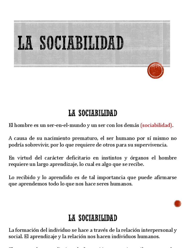 La Sociabilidad | PDF | Sociedad | Socialización