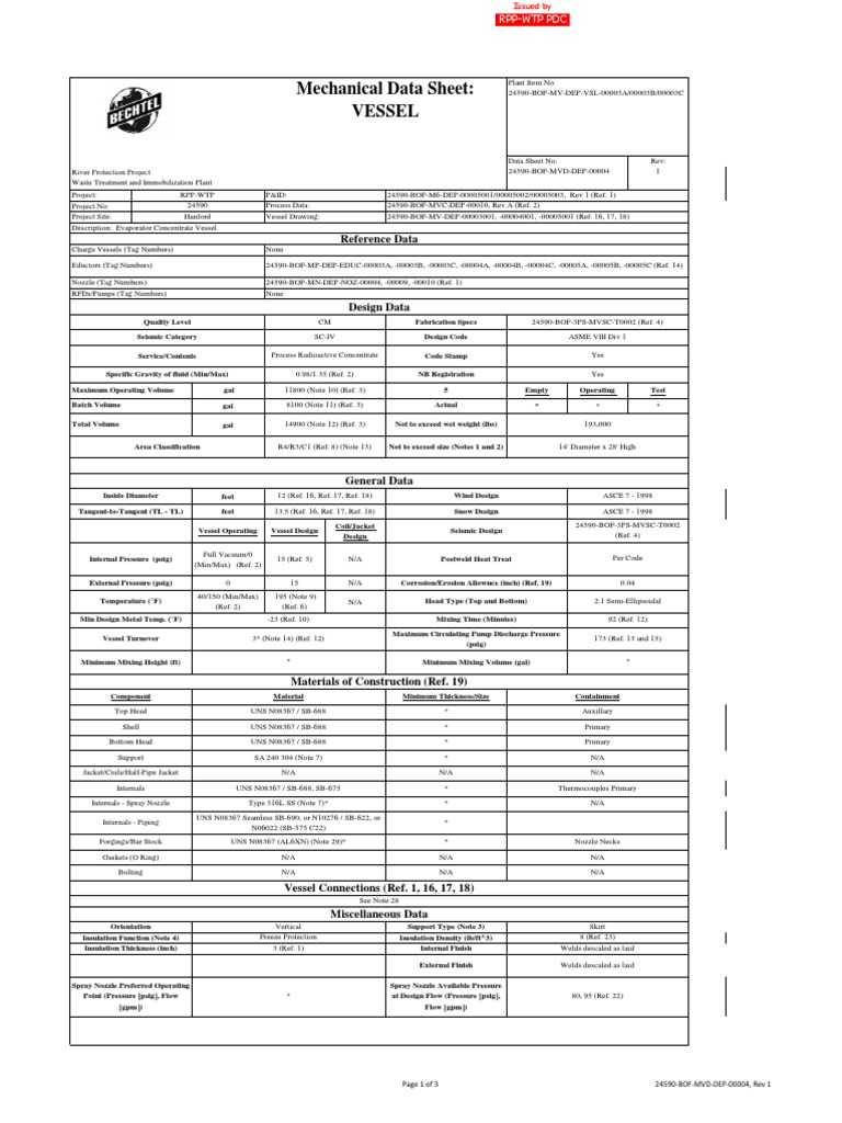 ASME Vessel Spec Data | PDF | Chemistry | Applied And Interdisciplinary ...
