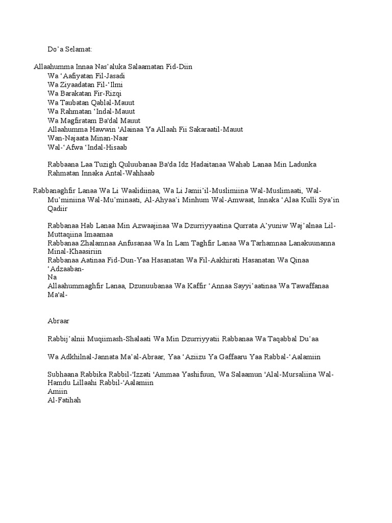Doa Selamat | PDF