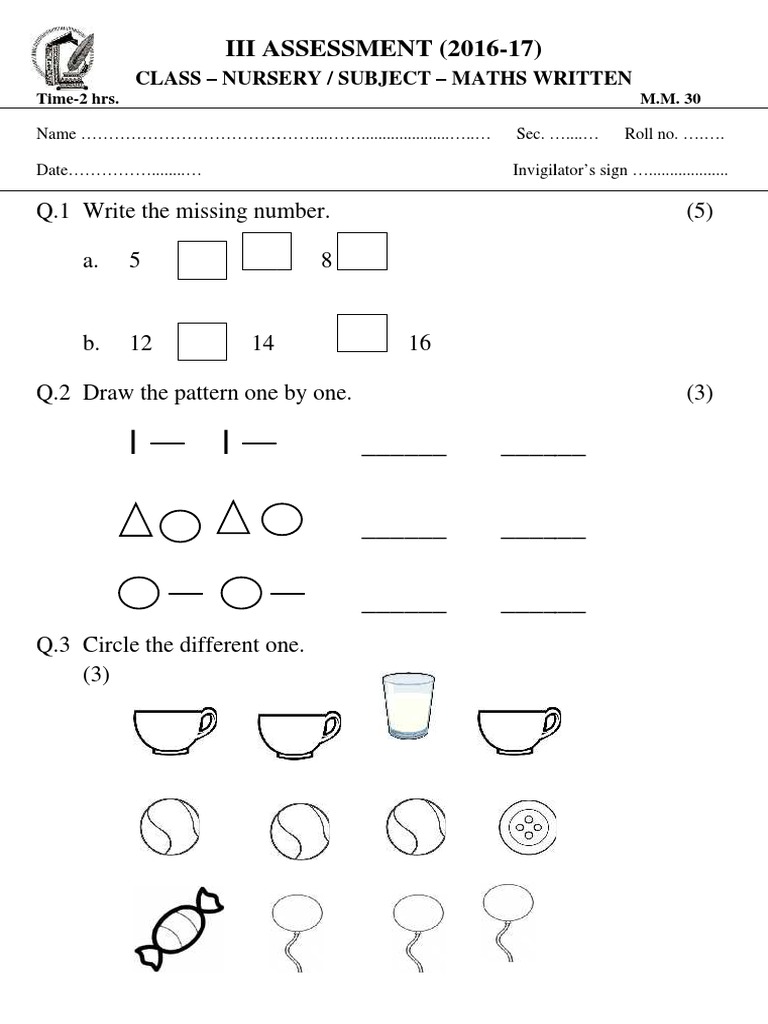 Class - Nursery Maths Complete Print PDF | PDF | Teaching Mathematics