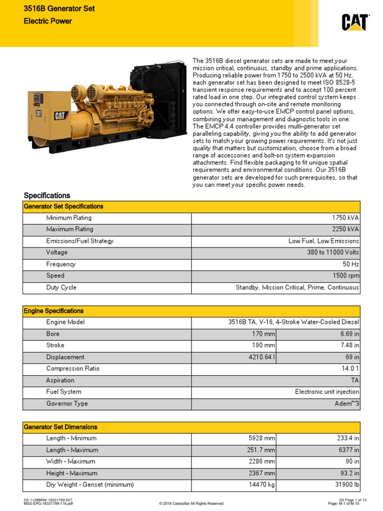 Diesel Generator Datasheet | PDF | Diesel Engine | Electric Power