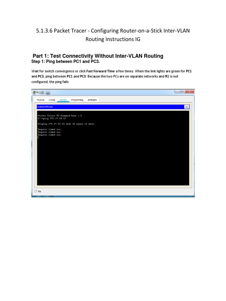 5 1 3 6 Packet Tracer Configuring Router On A Stick Inter Vlan Routing Instructions Ig Pdf