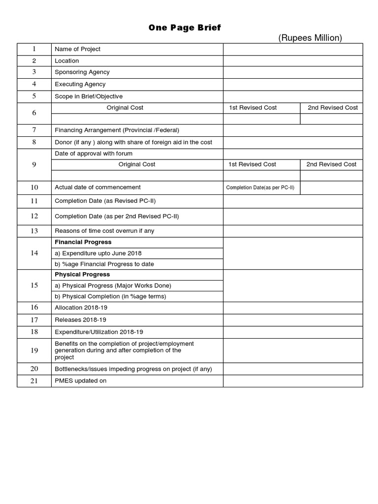 One Page Brief: (Rupees Million) | PDF | Finance & Money Management