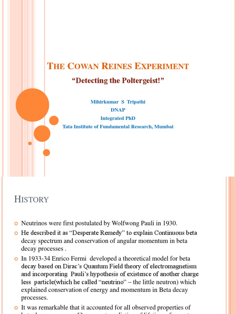 Cowan Reines Experiment | PDF | Neutrino | Neutron