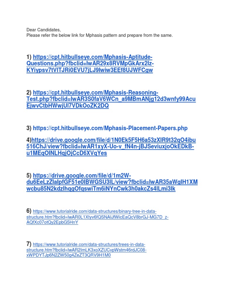 Mphasis - AMCAT Question Paper Links | PDF | Computers