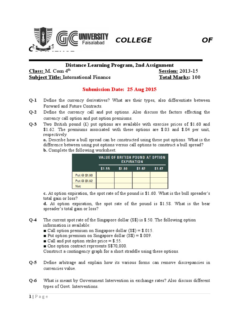 2nd Assignment Ifm | PDF | Put Option | Option (Finance)