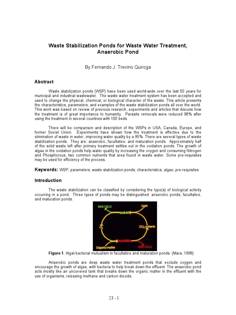 Waste Stabilization Ponds Overview | PDF | Sewage Treatment | Anaerobic Digestion