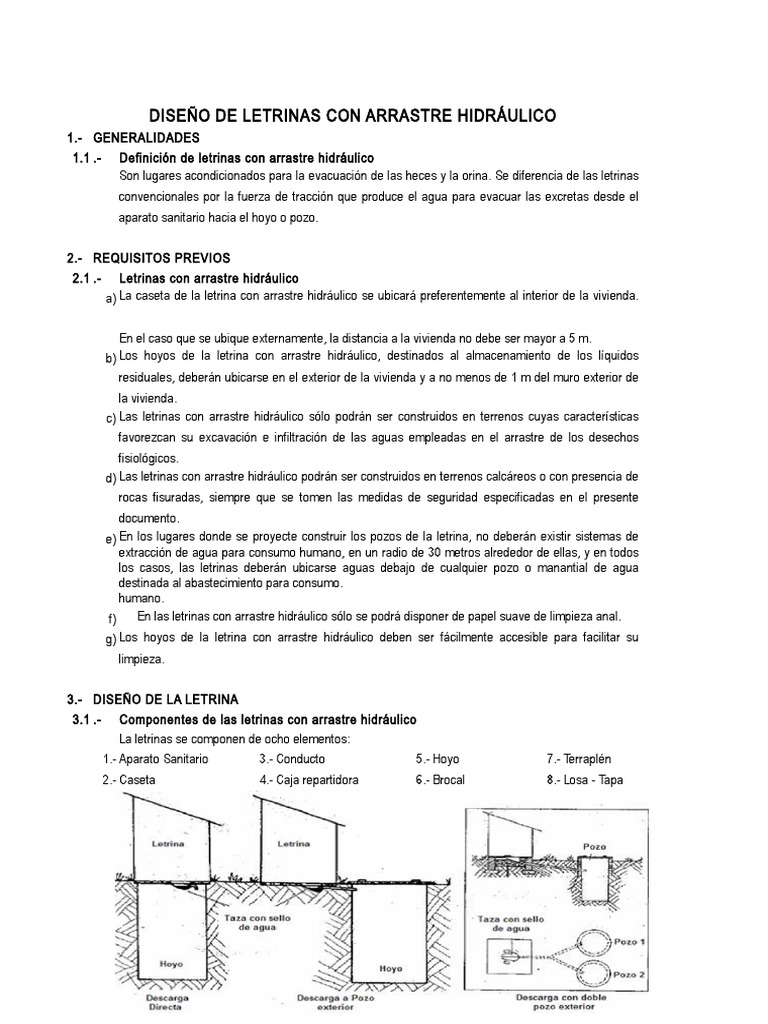 Diseño de Letrinas con Arrastre Hidráulico | PDF | Letrina | Tanque séptico