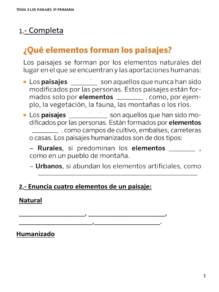 Tema 3 Los Paisajes PDF | PDF | Montañas | Divisiones Fisiográficas