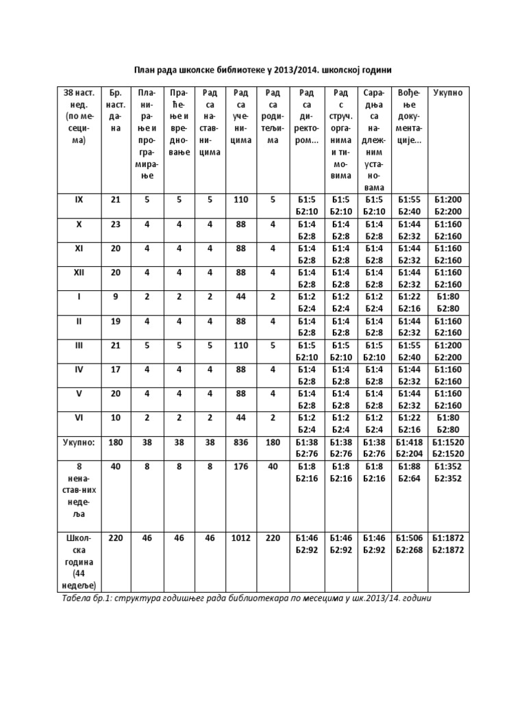 Plan Rada Biblioteke | PDF