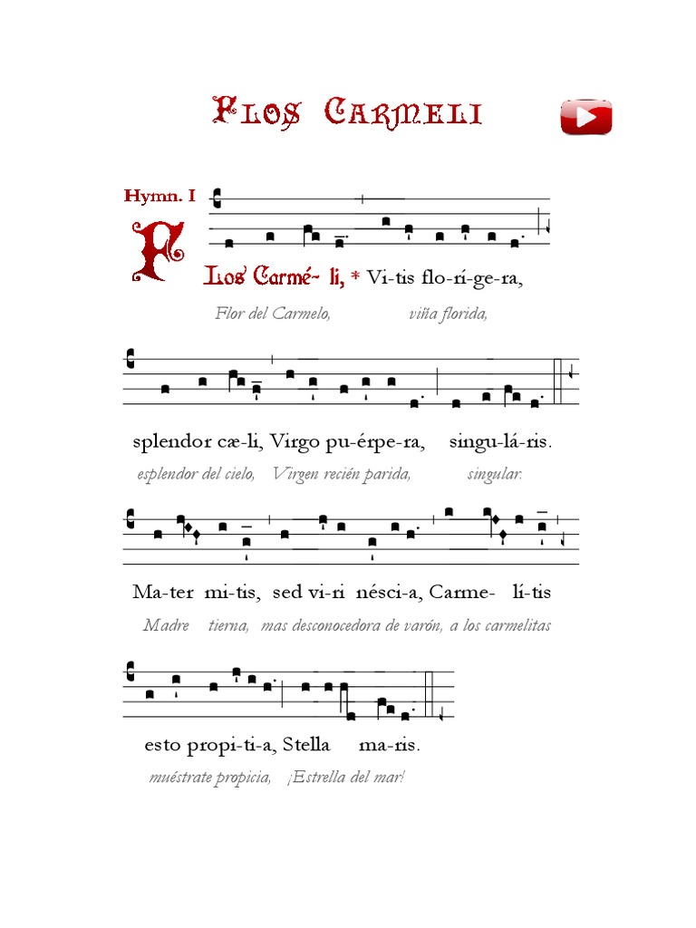 Flos Carmeli (Gregoriano - Latín y Español) | PDF