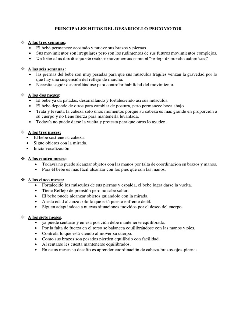 Hitos Del Desarrollo Psicomotor | PDF