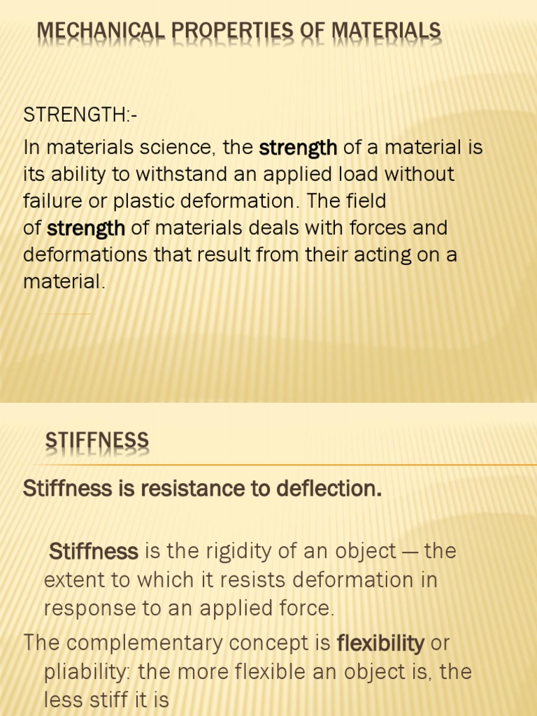 Mechanical Properties of Materials | PDF | Deformation (Engineering) | Yield (Engineering)