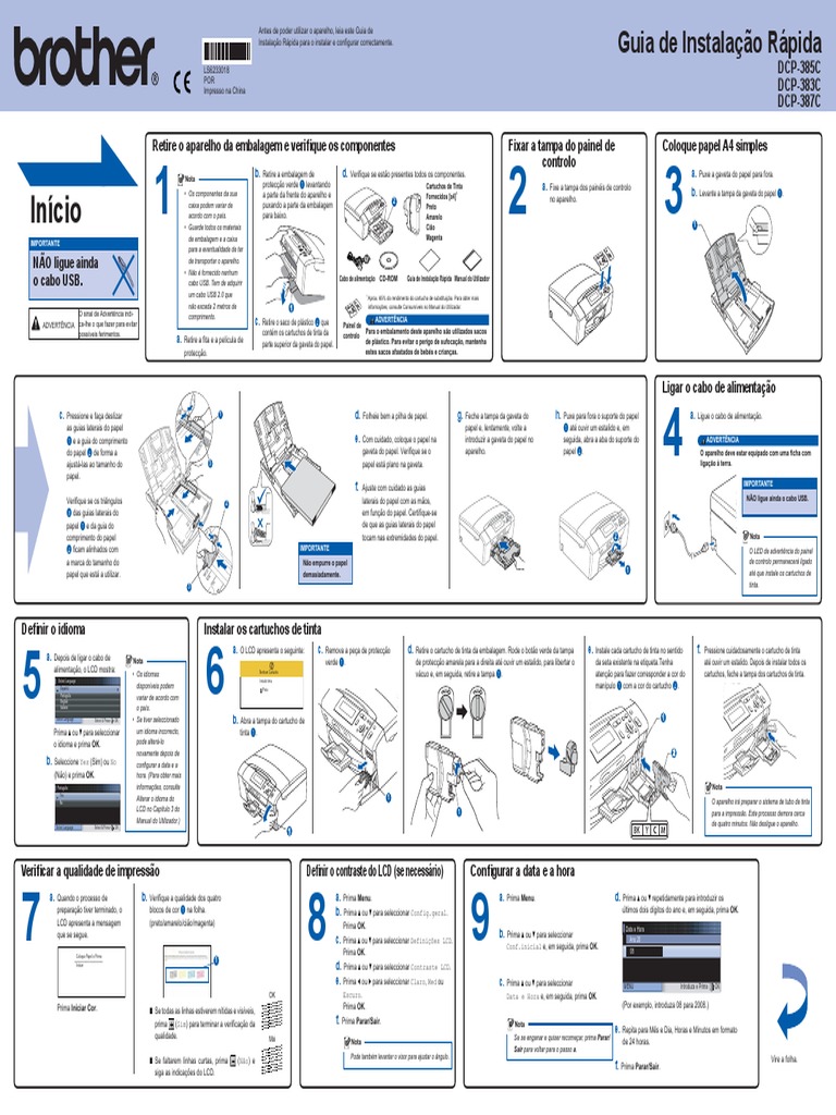 Impressora Multifuncoes Brother DCP-385C - Guia de Instalação Rápida ...