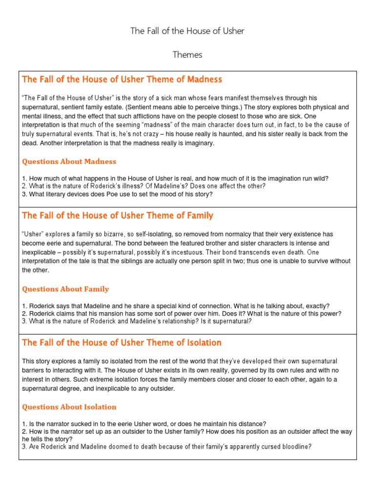 The Fall of The House of Usher Themes Addition | PDF | Psychological ...