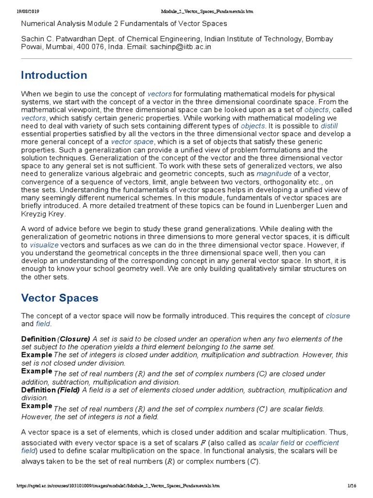 Vector Spaces Pdf Vector Space Linear Subspace