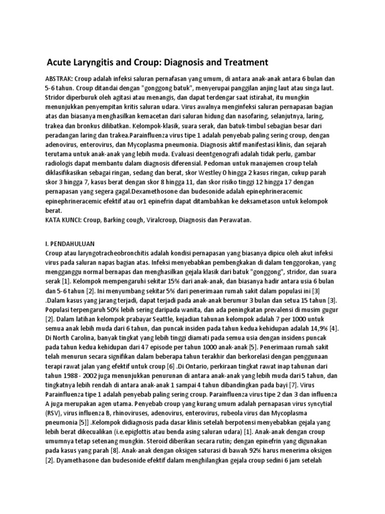 Acute Laryngitis and Croup | PDF