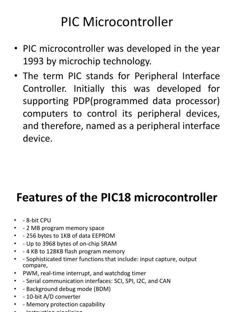 PIC Microcontroller | PDF | Microcontroller | Central Processing Unit
