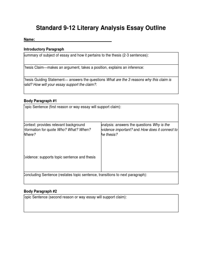 Literary Analysis Outline