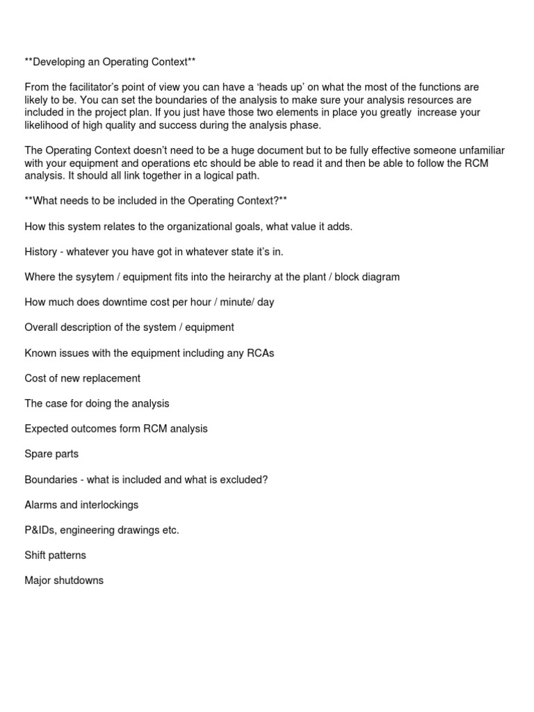 RCM Operating Context | PDF