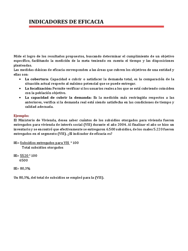 Indicador de Eficiencia | PDF
