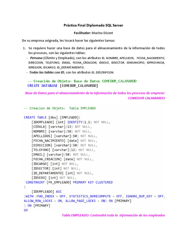Práctica Final Diplomado En Base De Datos Sql Server Descargar Gratis