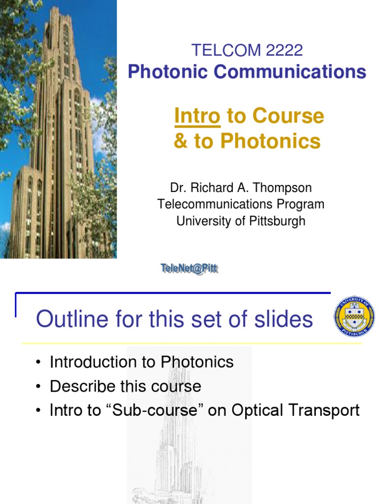 Photonic Communications: Intro To Course & To Photonics | PDF ...
