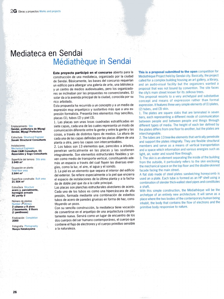 Mediateca en Sendai Toyo Ito Revista 2g PDF | PDF