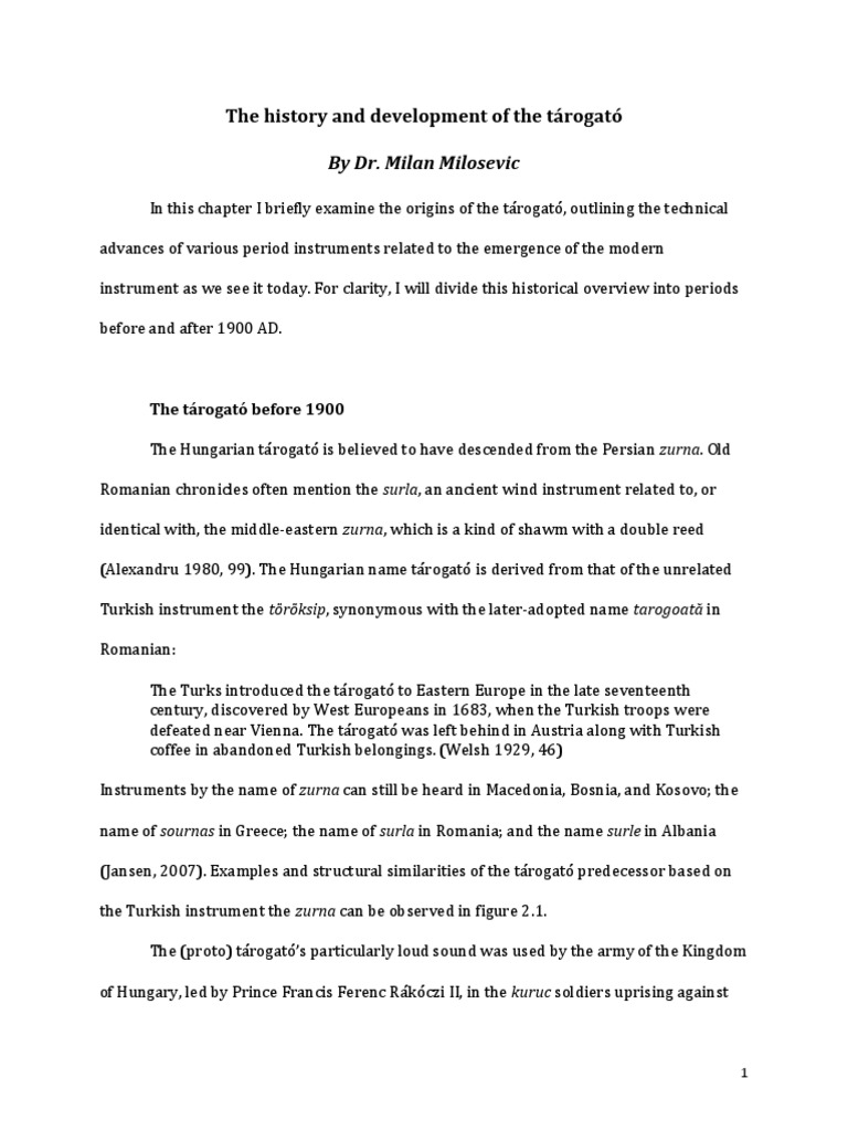 Tárogató History and Evolution | PDF | Saxophone | Hungary