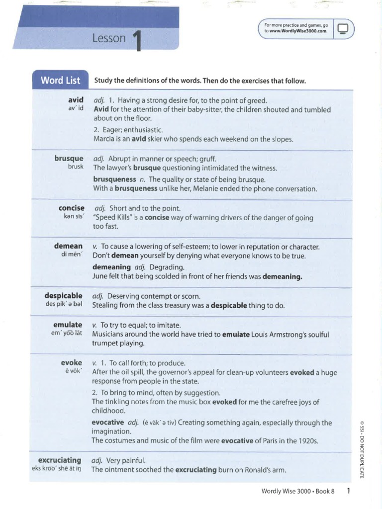Wordwise 8 Lesson 1 | PDF