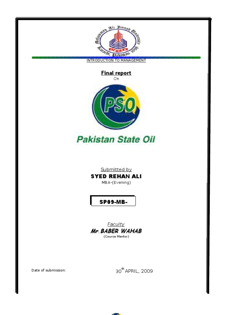 Final Report of Management On PSO | PDF | Economies | Business