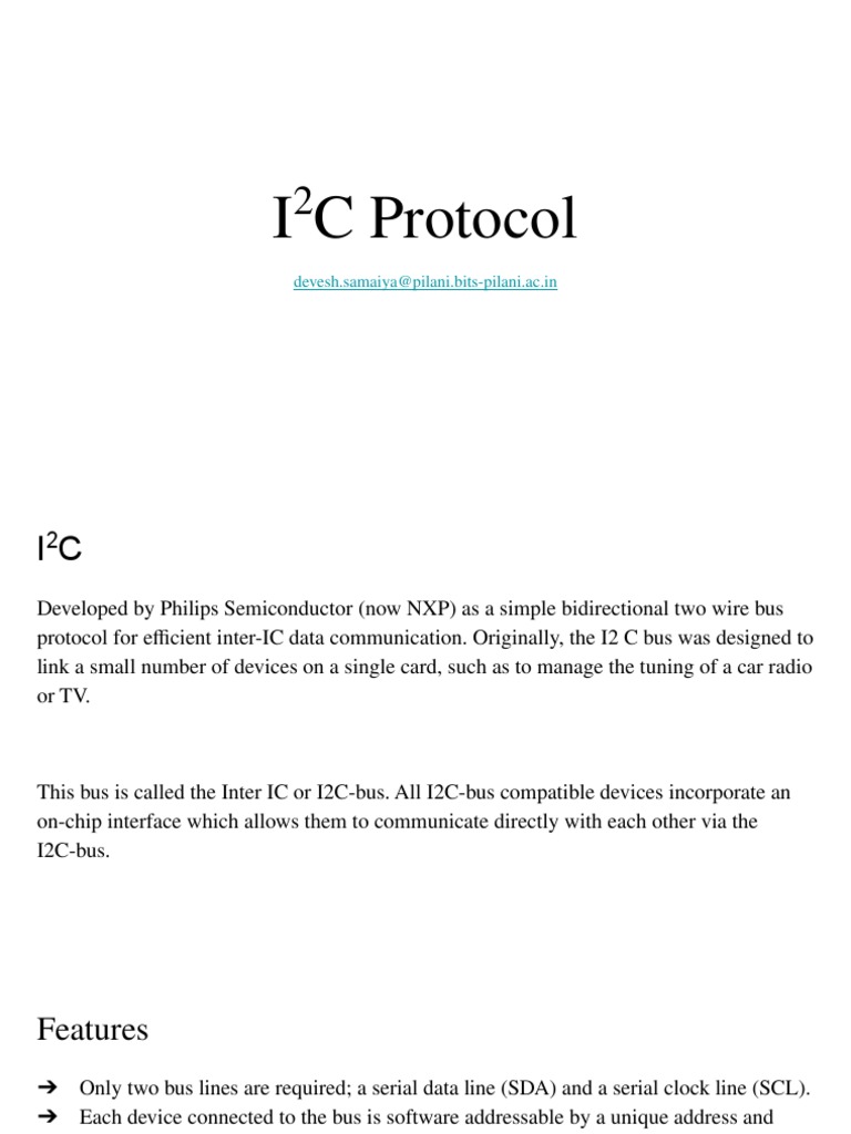 I C Protocol: Devesh - Samaiya@pilani - Bits-Pilani - Ac.in | PDF ...
