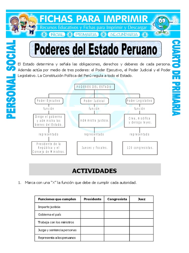 Ficha Poderes Del Estado Peruano Para Cuarto de Primaria (3)