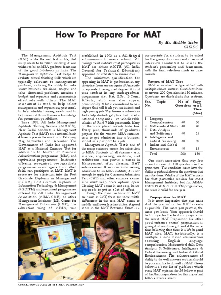 How To Prepare For MAT | Download Free PDF | University And College ...