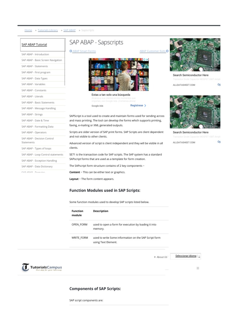 SAP ABAP Sapscripts | PDF | Page Layout | Button (Computing)
