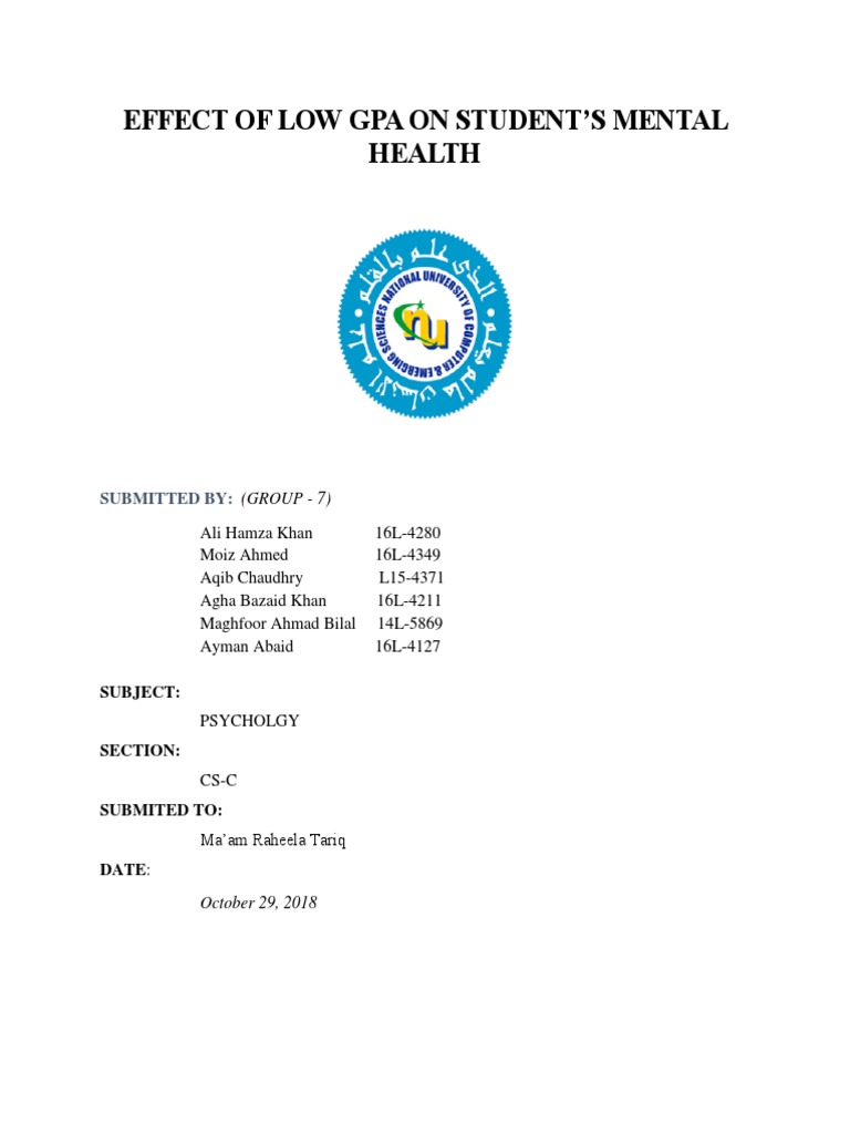 Low GPA's Impact on Mental Health | PDF | Mental Disorder | Mental Health