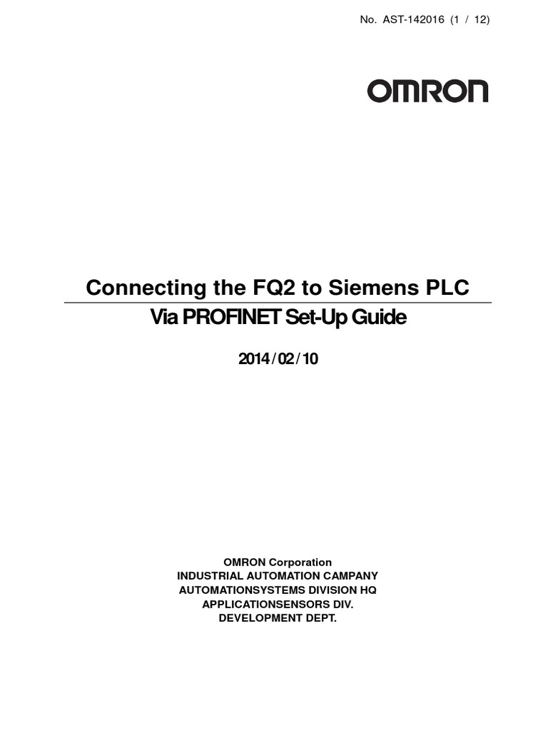 FQ2-SiemensPLC PROFINET Eng 20140213 | PDF | Ip Address | Input/Output