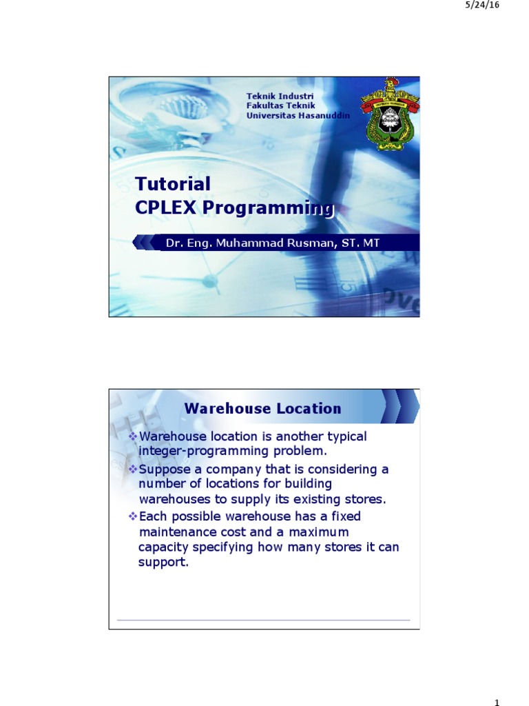 10 Tutorial CPLEX PDF | PDF | Integer (Computer Science) | Software Engineering